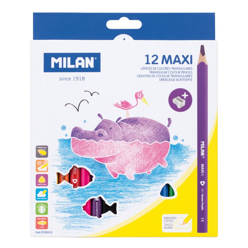 Milan // 12-pack Maxi Triangular Coloured Pencils