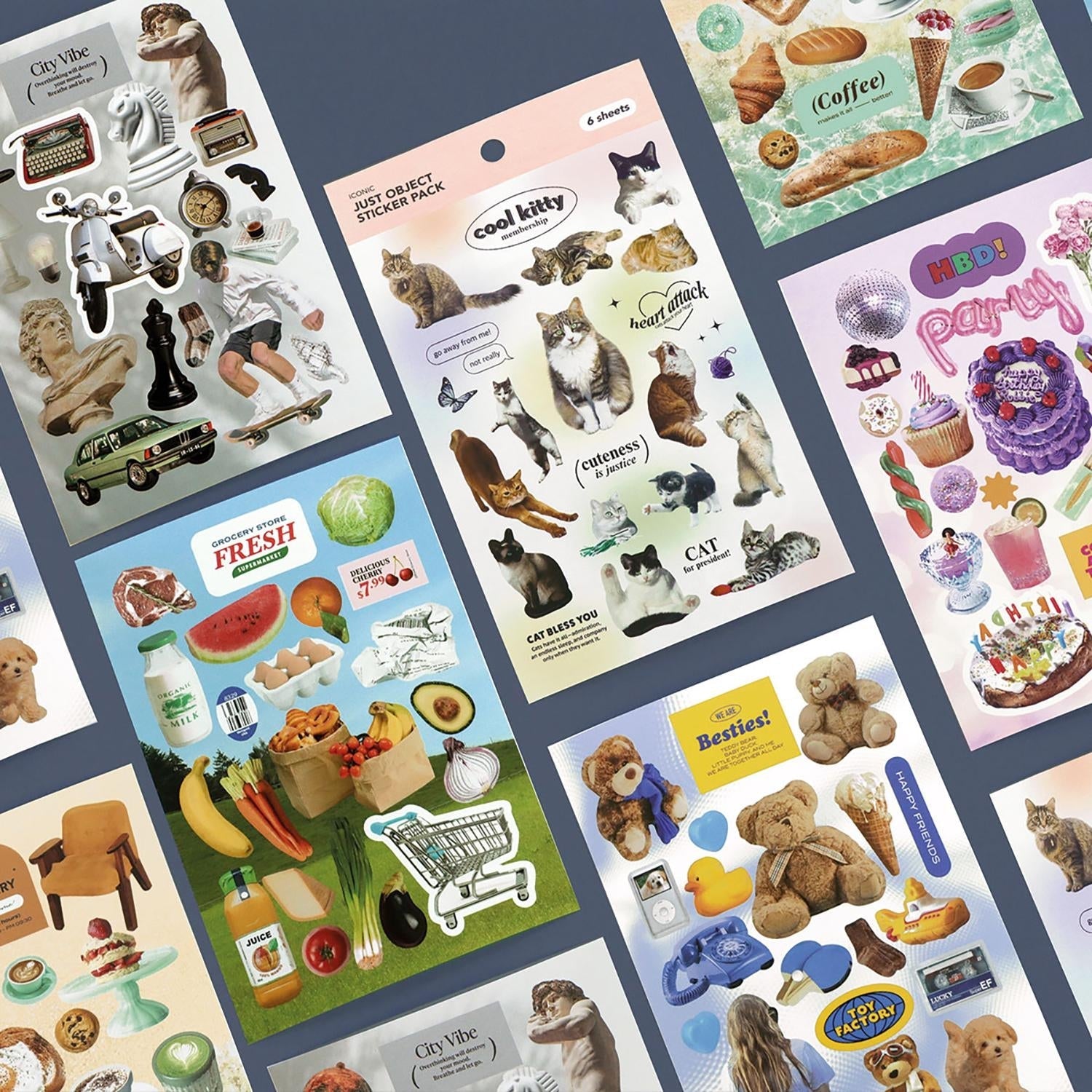 Iconic Just Object Removable Sticker Pack - (6 Sheets)